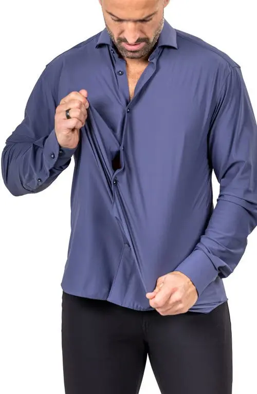 MACEOO Eins Shaped Fit Marthy3011 Knit Button-up Shirt - Blue