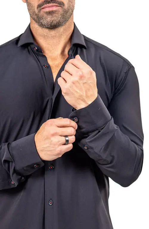 MACEOO Eins Shaped Fit Marthy3013 Knit Button-up Shirt - Black