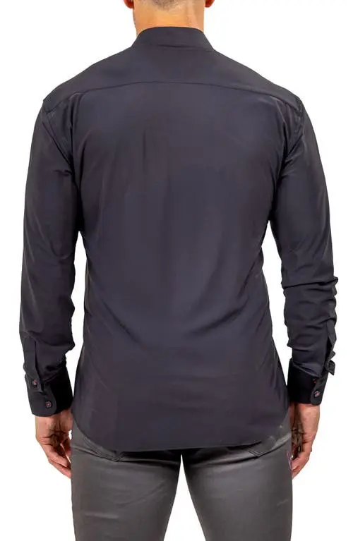 MACEOO Eins Shaped Fit Marthy3013 Knit Button-up Shirt - Black