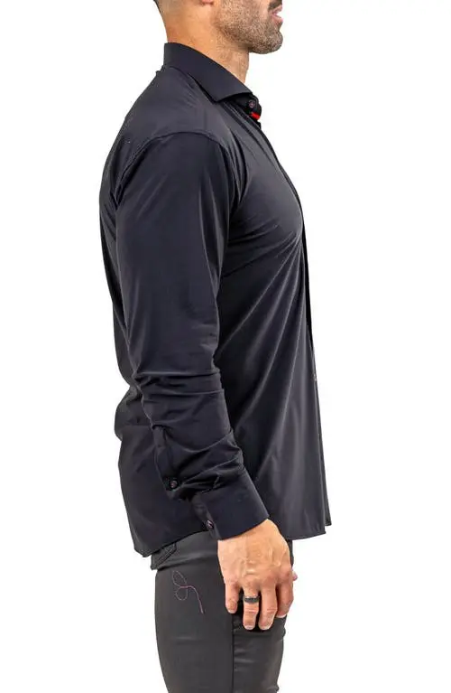 MACEOO Eins Shaped Fit Marthy3013 Knit Button-up Shirt - Black