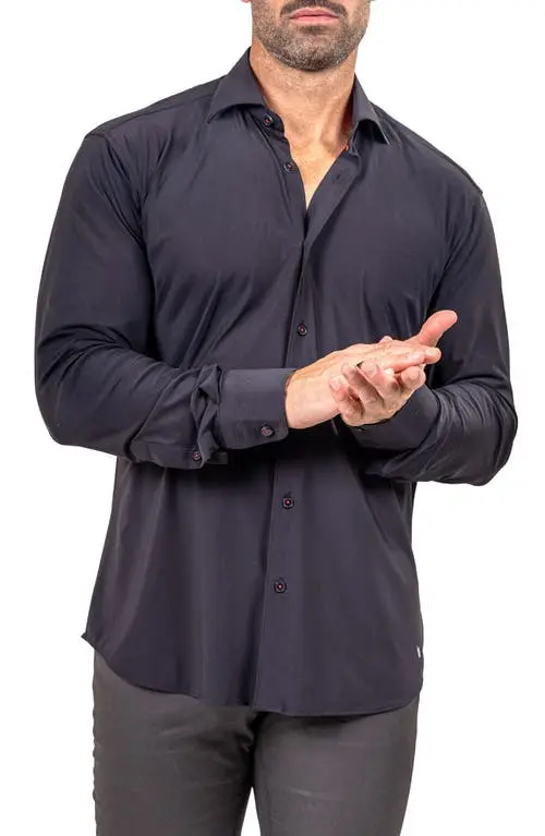 MACEOO Eins Shaped Fit Marthy3013 Knit Button-up Shirt - Black