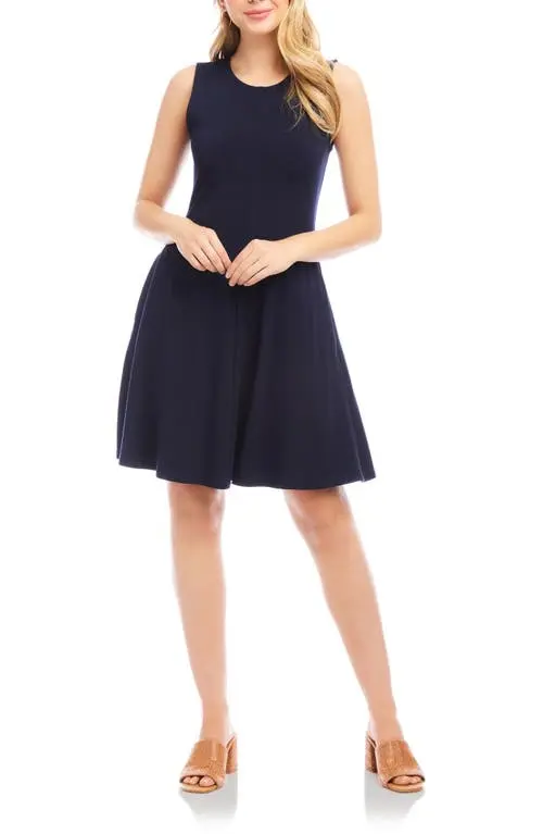Karen Kane Sleeveless Fit-and-flare Jersey Dress - Navy