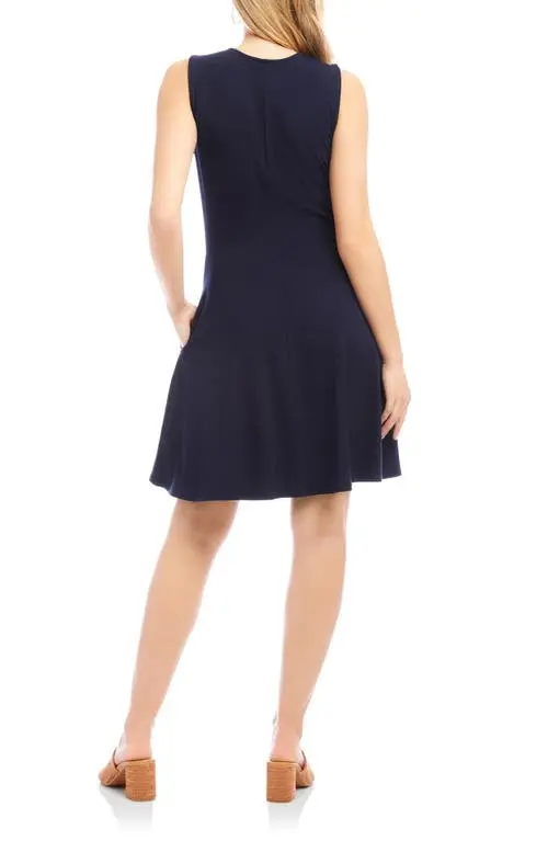 Karen Kane Sleeveless Fit-and-flare Jersey Dress - Navy
