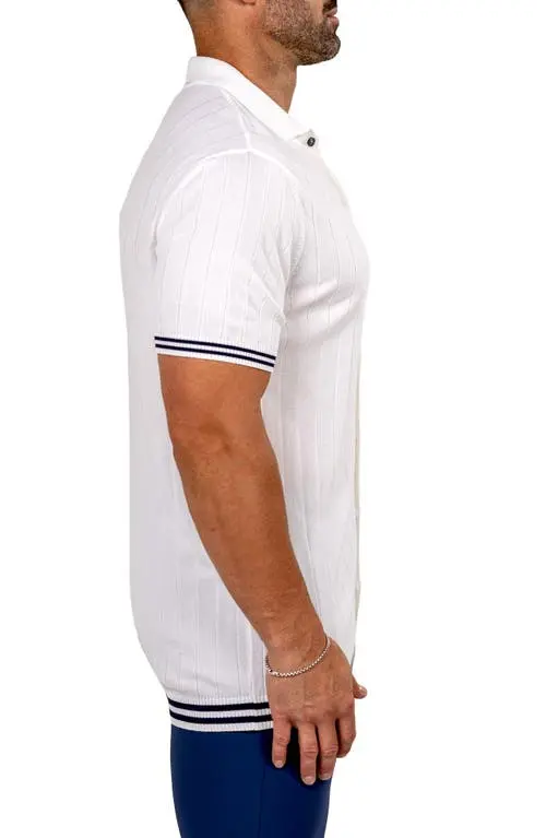 MACEOO Marthy Knit Short Sleeve Button-up Shirt - White