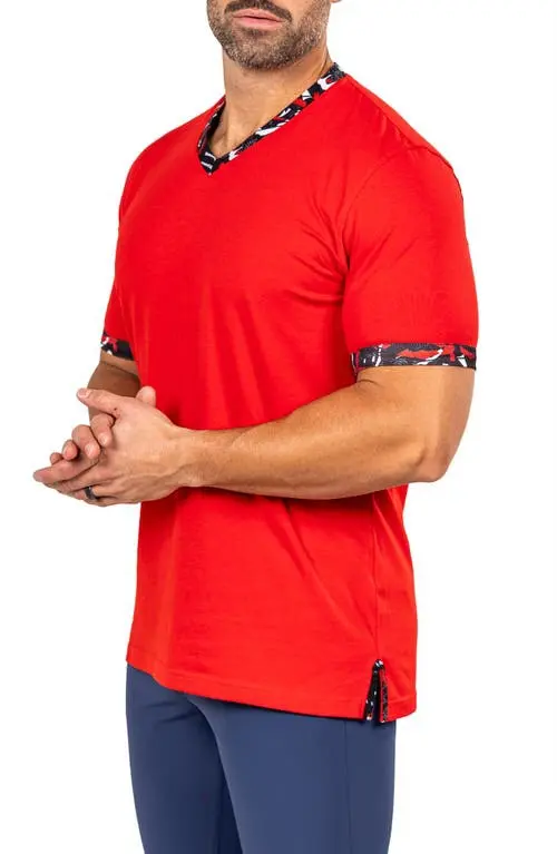 MACEOO Edison Marthyr0007 Cotton V-neck T-shirt - Red