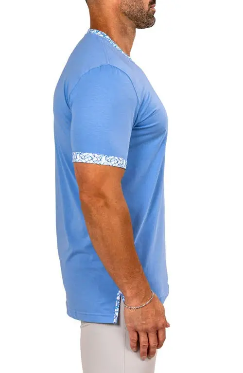 MACEOO Edison Marthyr0005 Cotton V-neck T-shirt - Blue