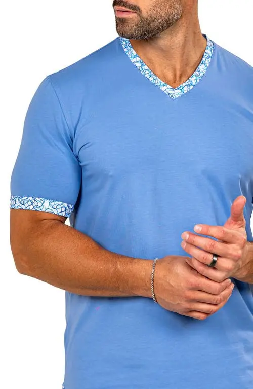 MACEOO Edison Marthyr0005 Cotton V-neck T-shirt - Blue