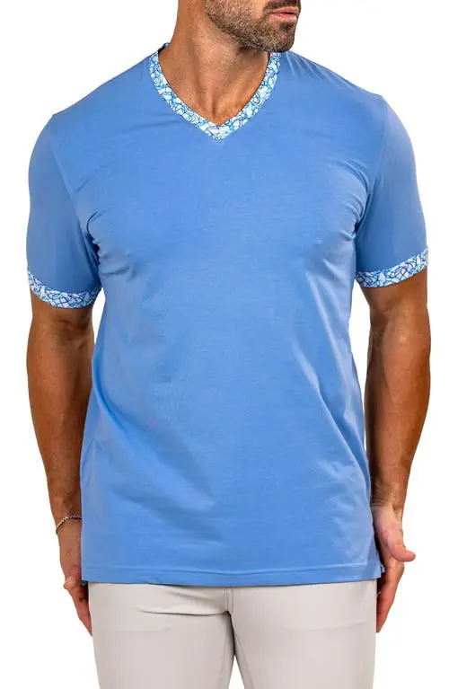 MACEOO Edison Marthyr0005 Cotton V-neck T-shirt - Blue