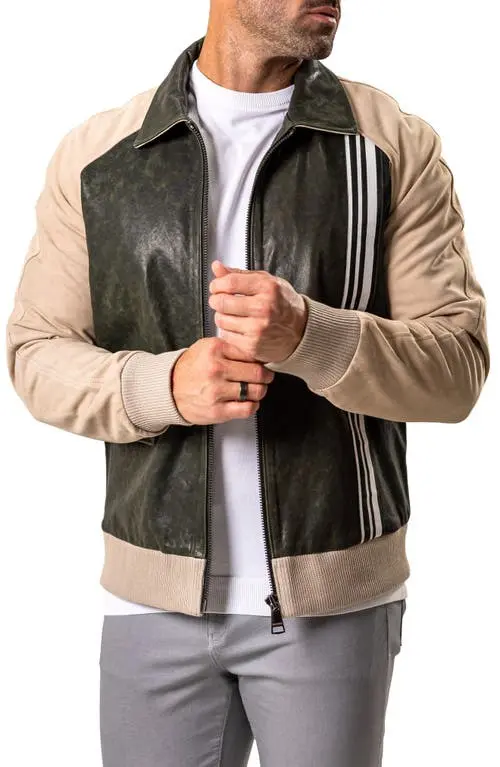MACEOO Leather Bomber Jacket