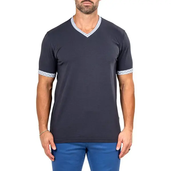 MACEOO Edison Marthyr0008 Cotton V-neck T-shirt - Grey