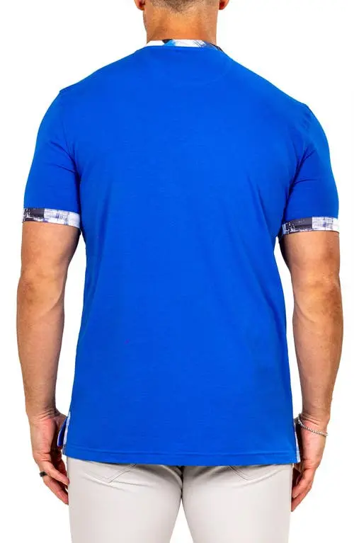 MACEOO Edison Marthyr0009 Cotton V-neck T-shirt - Blue