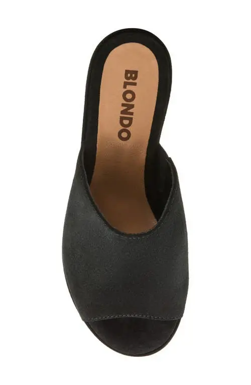 Blondo Platform Slide Sandal - Black Suede