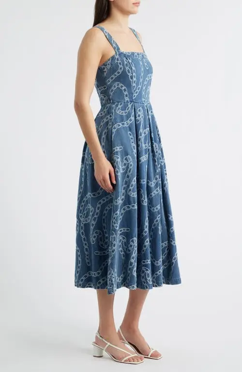 ZOE AND CLAIRE Chain Print Cotton Blend Sundress