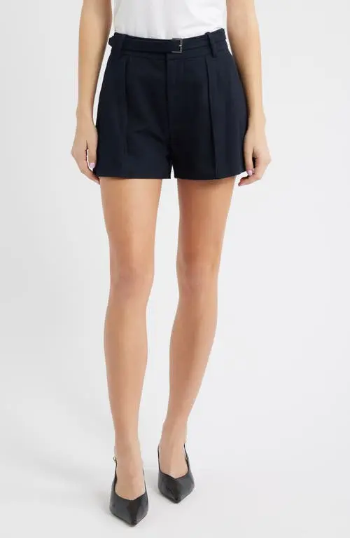 FRAME The Soho Belted Cotton Shorts - Navy