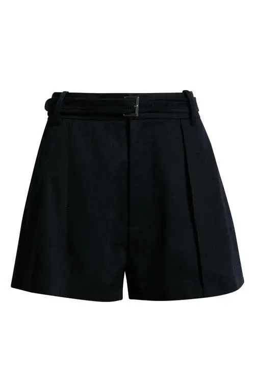 FRAME The Soho Belted Cotton Shorts - Navy