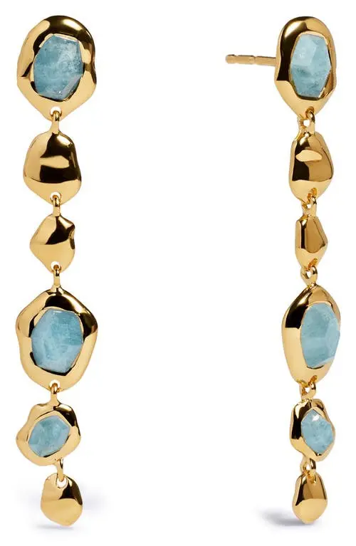Monica Vinader Odyssey Aquamarine Onyx Drop Earrings - 18k Gold Vermeil/aquamarine