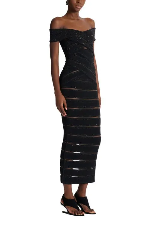 Balmain Mesh Knit Bodycon Dress - Black