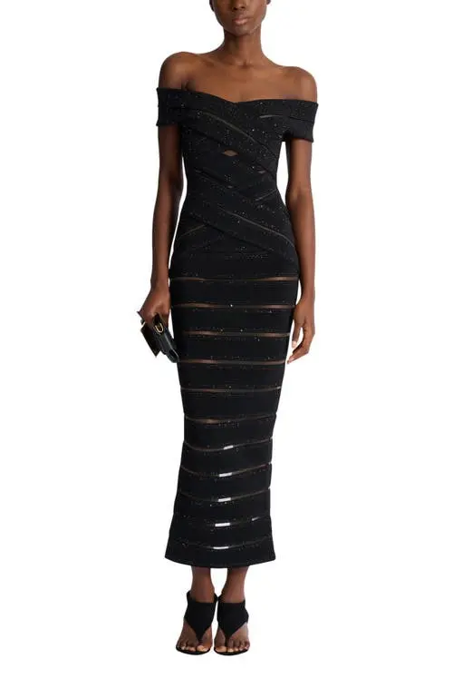 Balmain Mesh Knit Bodycon Dress - Black