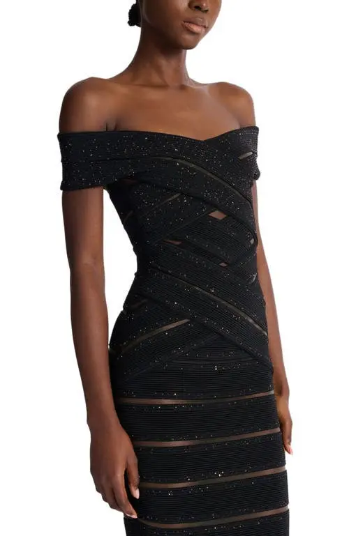 Balmain Mesh Knit Bodycon Dress - Black