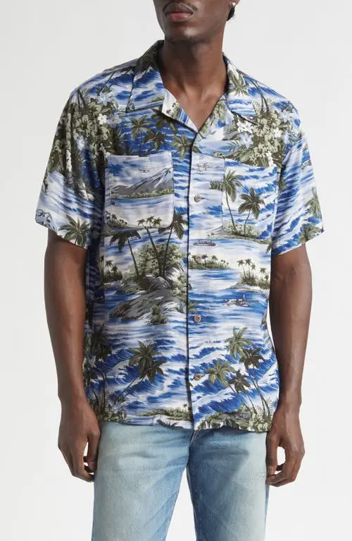 Double Rl Tropical Print Camp Shirt