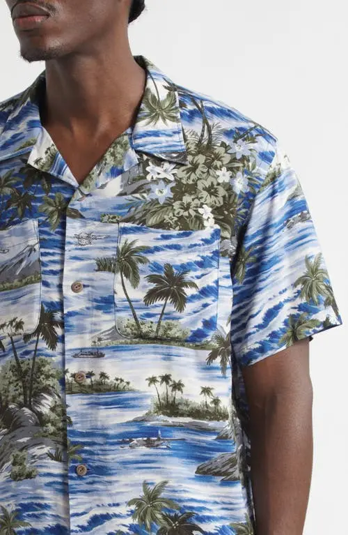 Double Rl Tropical Print Camp Shirt