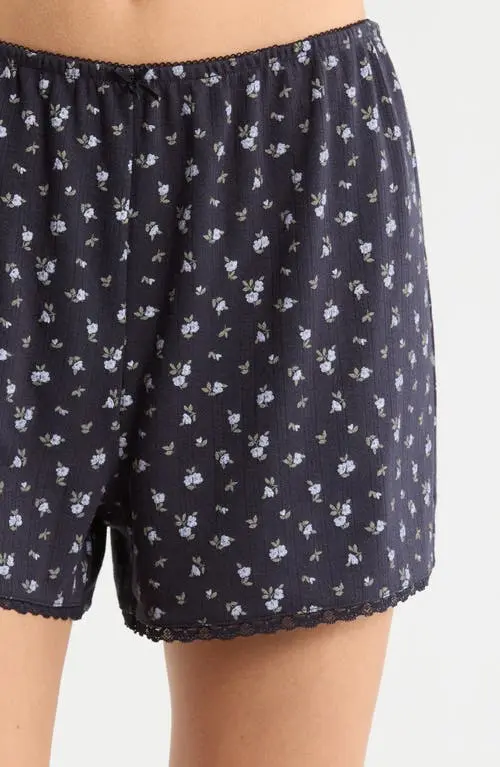 French Connection Print Pointelle Knit Short Pajamas - Utility Blue