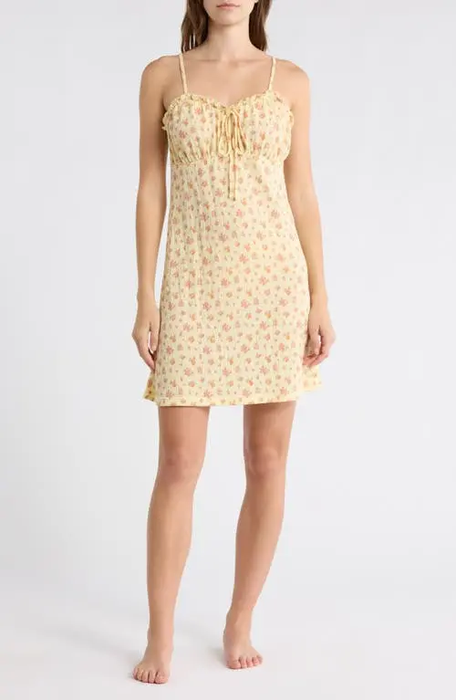 French Connection Ruffle Neck Chemise - Pale Yellow