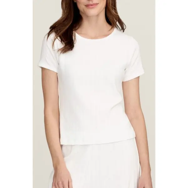 PETITE PLUME Pima Cotton Pointelle T-shirt - White