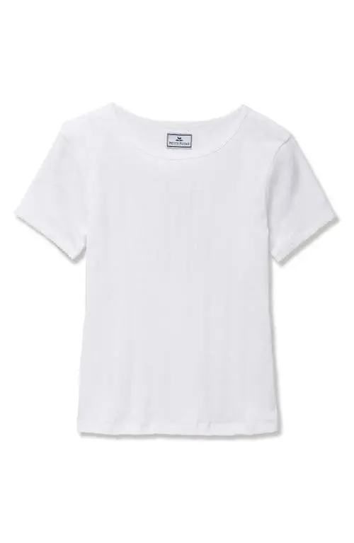 PETITE PLUME Pima Cotton Pointelle T-shirt - White