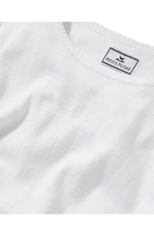 PETITE PLUME Pima Cotton Pointelle T-shirt - White
