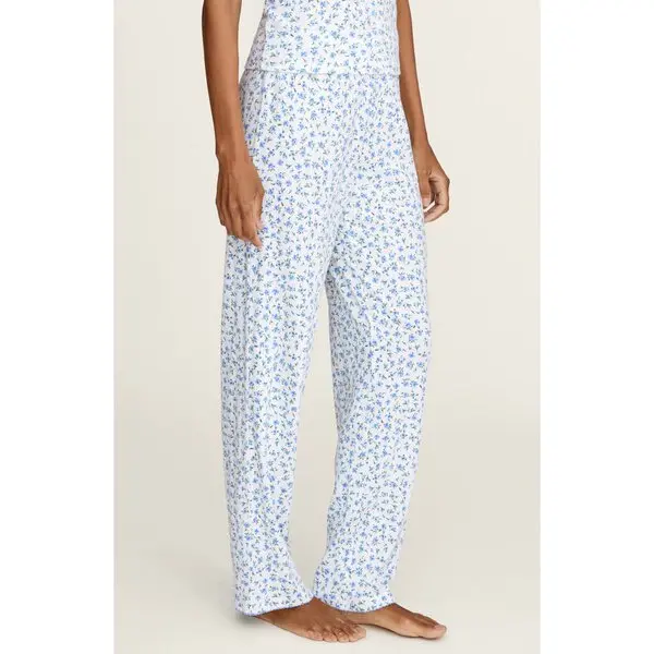 PETITE PLUME Pima Cotton Pointelle Pants - Blue