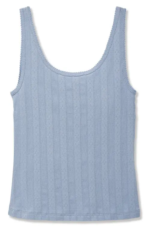 PETITE PLUME Pima Cotton Pointelle Tank - Blue