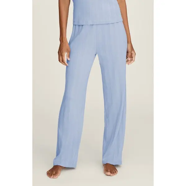 PETITE PLUME Pima Cotton Pointelle Pajama Pants - Blue