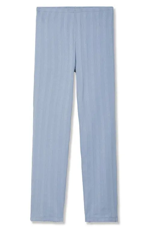 PETITE PLUME Pima Cotton Pointelle Pajama Pants - Blue