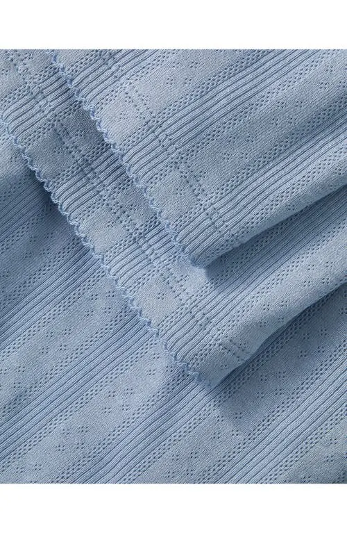 PETITE PLUME Pima Cotton Pointelle Pajama Pants - Blue
