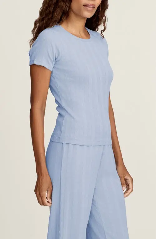 PETITE PLUME Pima Cotton Pointelle T-shirt - Blue