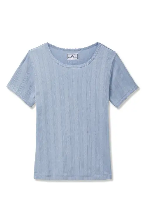 PETITE PLUME Pima Cotton Pointelle T-shirt - Blue
