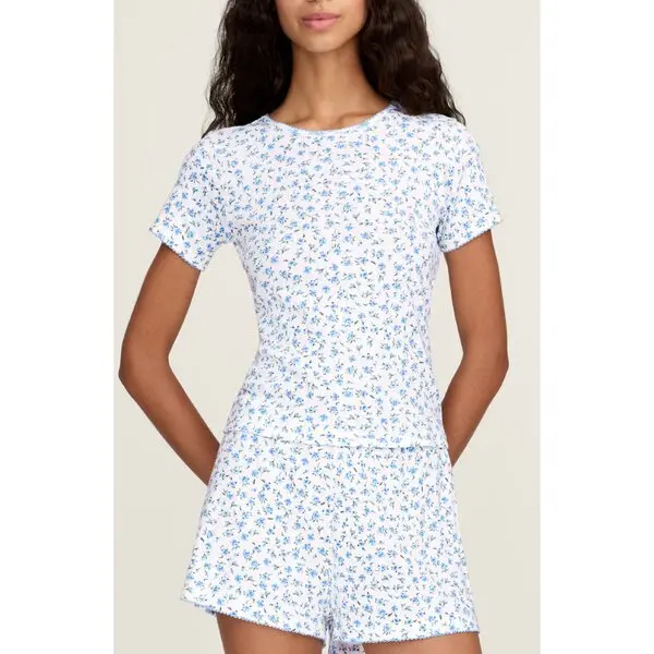 PETITE PLUME Pima Cotton Pointelle T-shirt - Blue