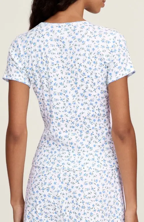 PETITE PLUME Pima Cotton Pointelle T-shirt - Blue