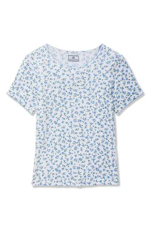 PETITE PLUME Pima Cotton Pointelle T-shirt - Blue