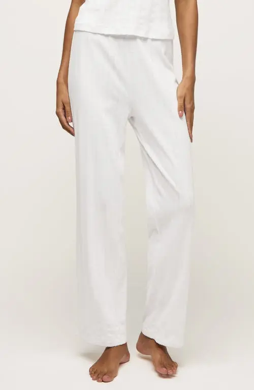 PETITE PLUME Pima Cotton Pointelle Pants - White