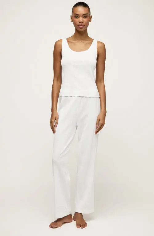 PETITE PLUME Pima Cotton Pointelle Pants - White