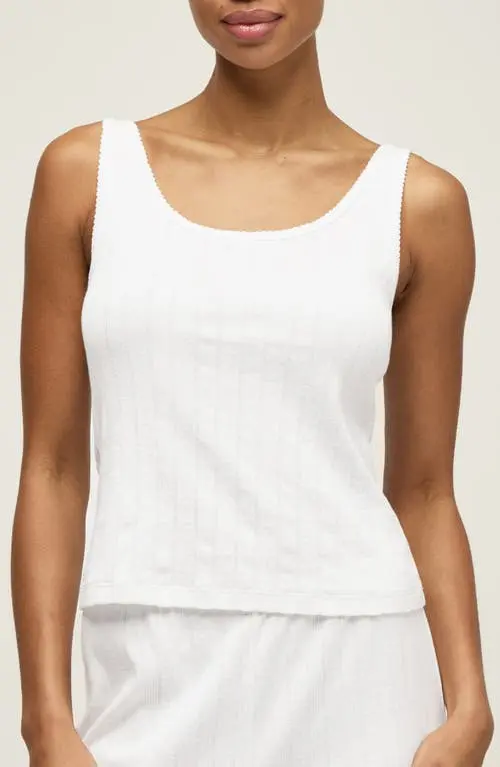 PETITE PLUME Pima Cotton Pointelle Tank - White