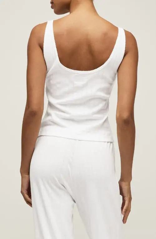 PETITE PLUME Pima Cotton Pointelle Tank - White