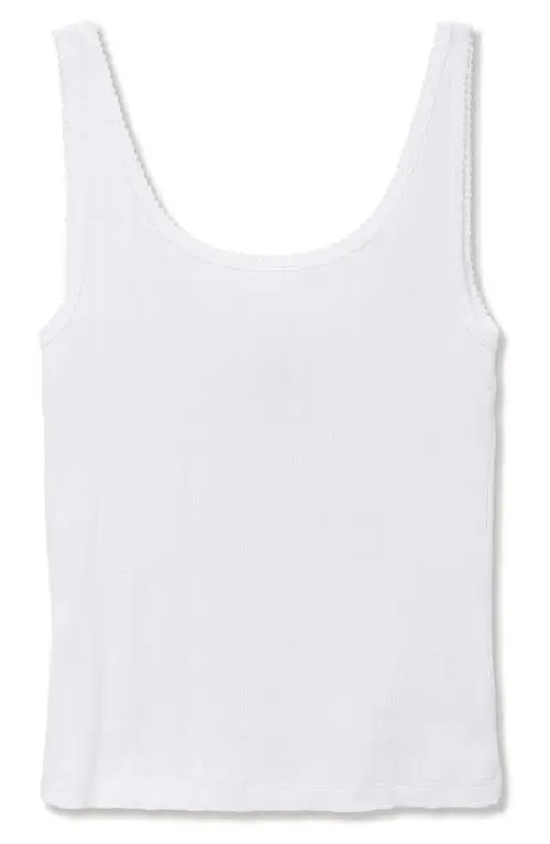 PETITE PLUME Pima Cotton Pointelle Tank - White