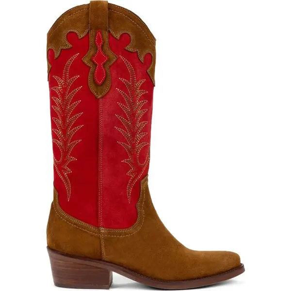 Penelope Chilvers Jolene Cowboy Boot - Peat/red