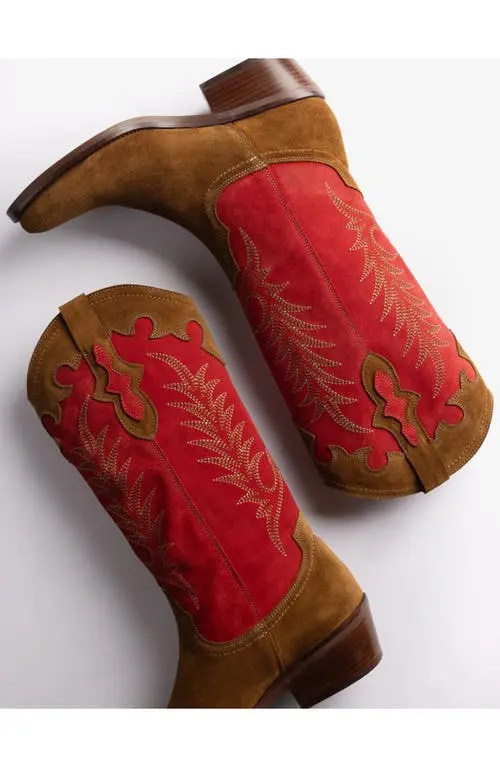 Penelope Chilvers Jolene Cowboy Boot - Peat/red
