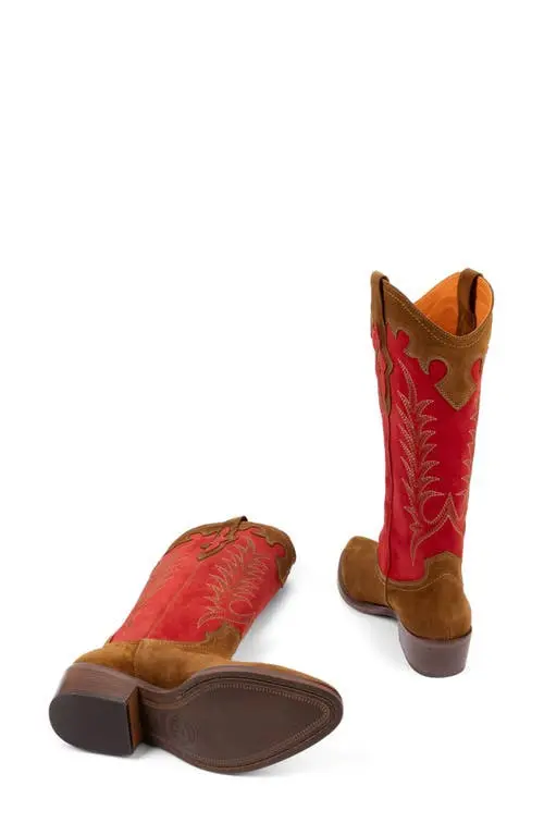 Penelope Chilvers Jolene Cowboy Boot - Peat/red