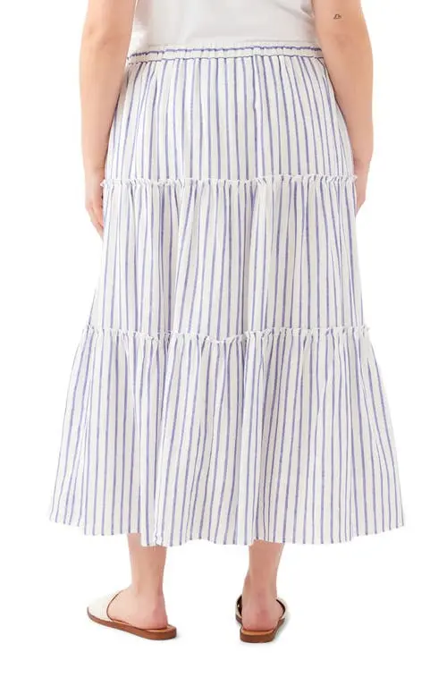 Karen Kane Tiered Stripe Linen Blend Midi Skirt
