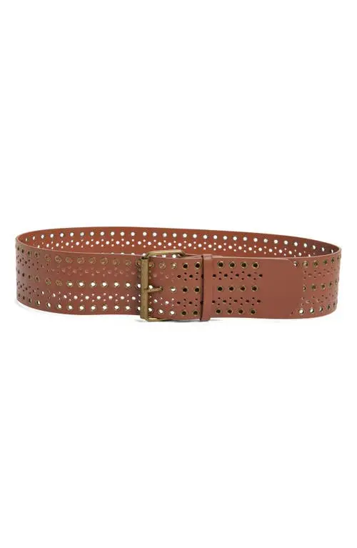 Bp. Cutout Grommet Wide Faux Leather Belt - Brown